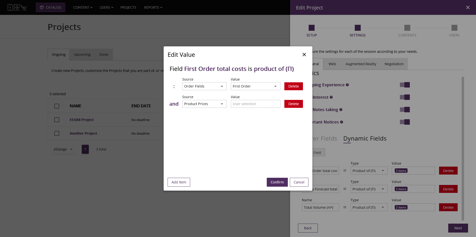 Dynamic Fields during Web Projects - EEXAR