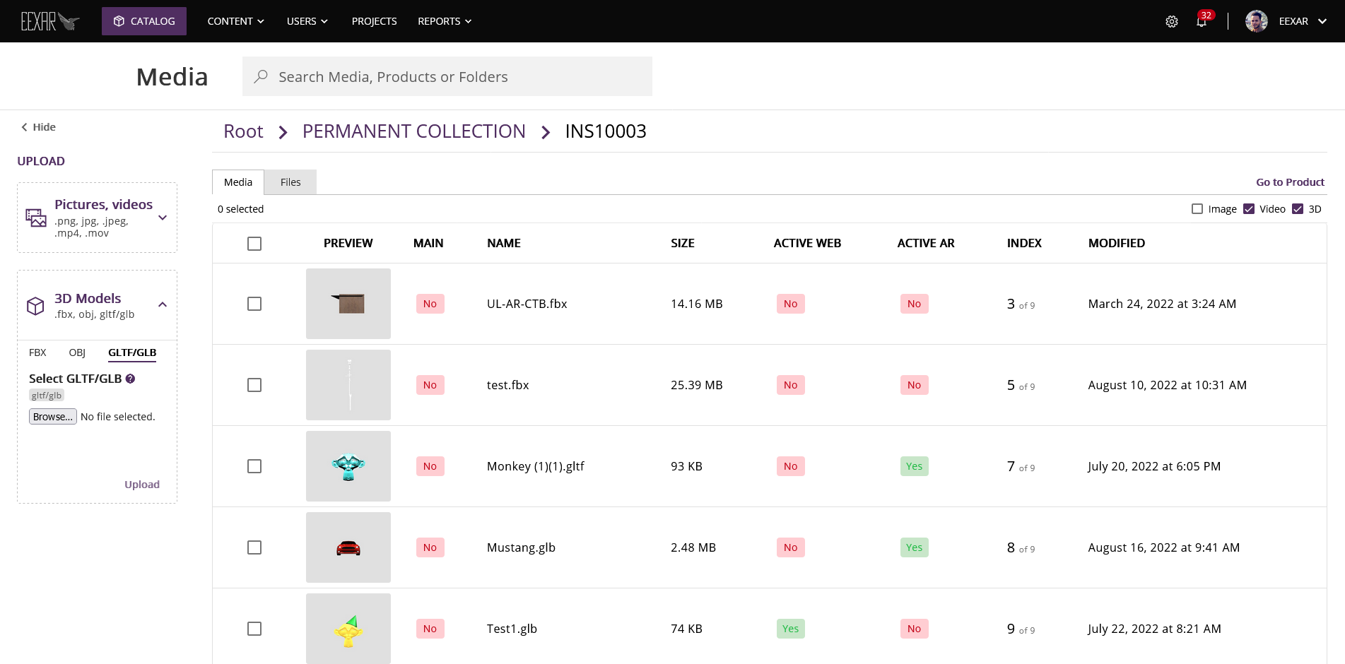 GLTF/GLB 3D Models support - EEXAR