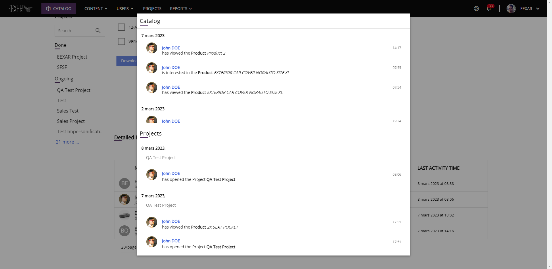 External Users Activity Logs - EEXAR