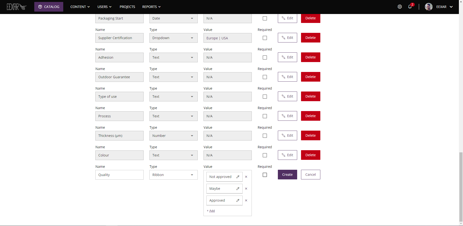 New "Ribbon" field - EEXAR